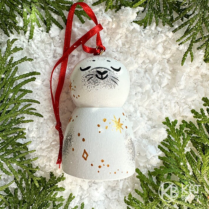 Small Wooden Peg Doll Selkie-seal. Wooden Christmas Tree - Etsy