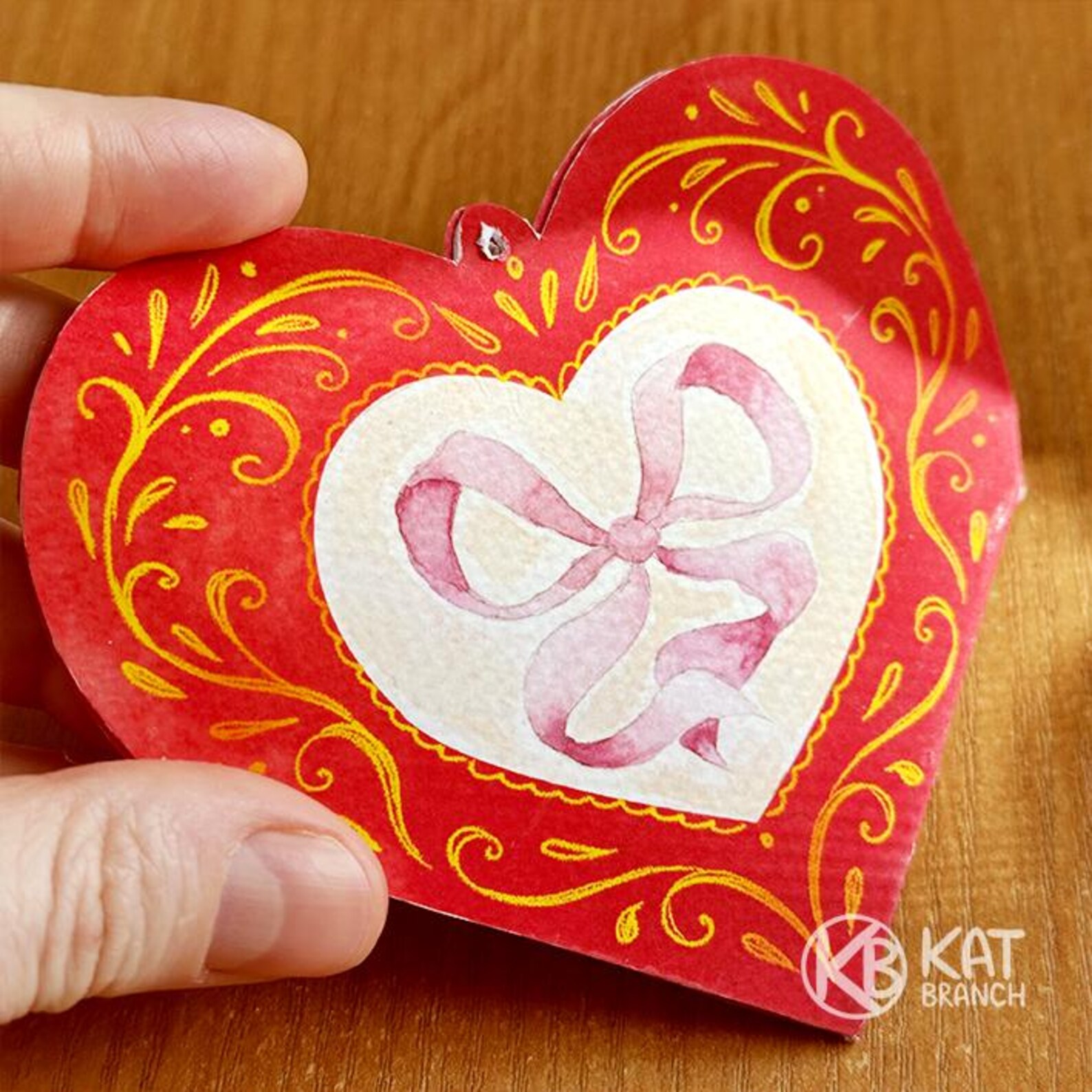 Seals in Heart Valentines Card: DIY Printable Valentines Postcard (PDF ...