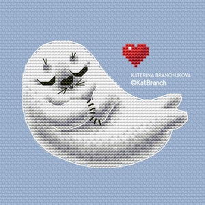 Seal Cross Stitch Pattern, Cute Seal Baby Cross Stitch, Seal Embroidery ...
