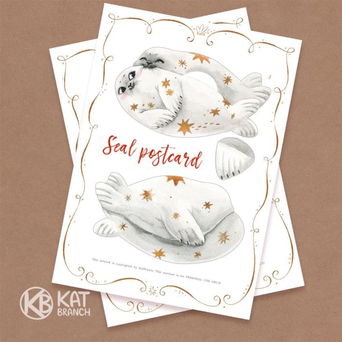 Valentine's Card With Seals. Postcard DIY Printable Card (PDF) - Etsy