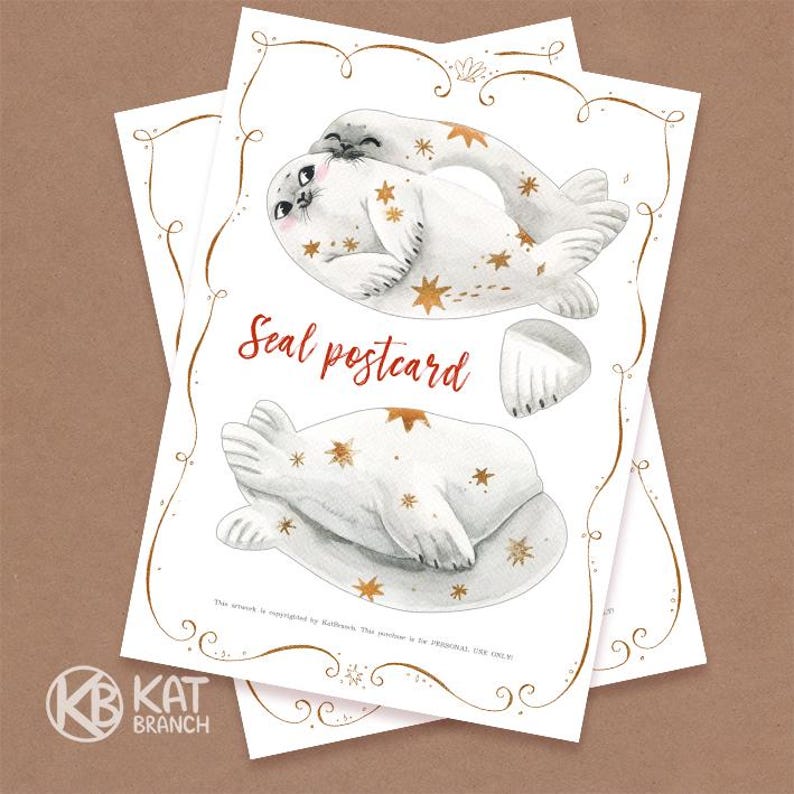 Valentine's Card With Seals. Postcard DIY Printable Card (PDF) - Etsy