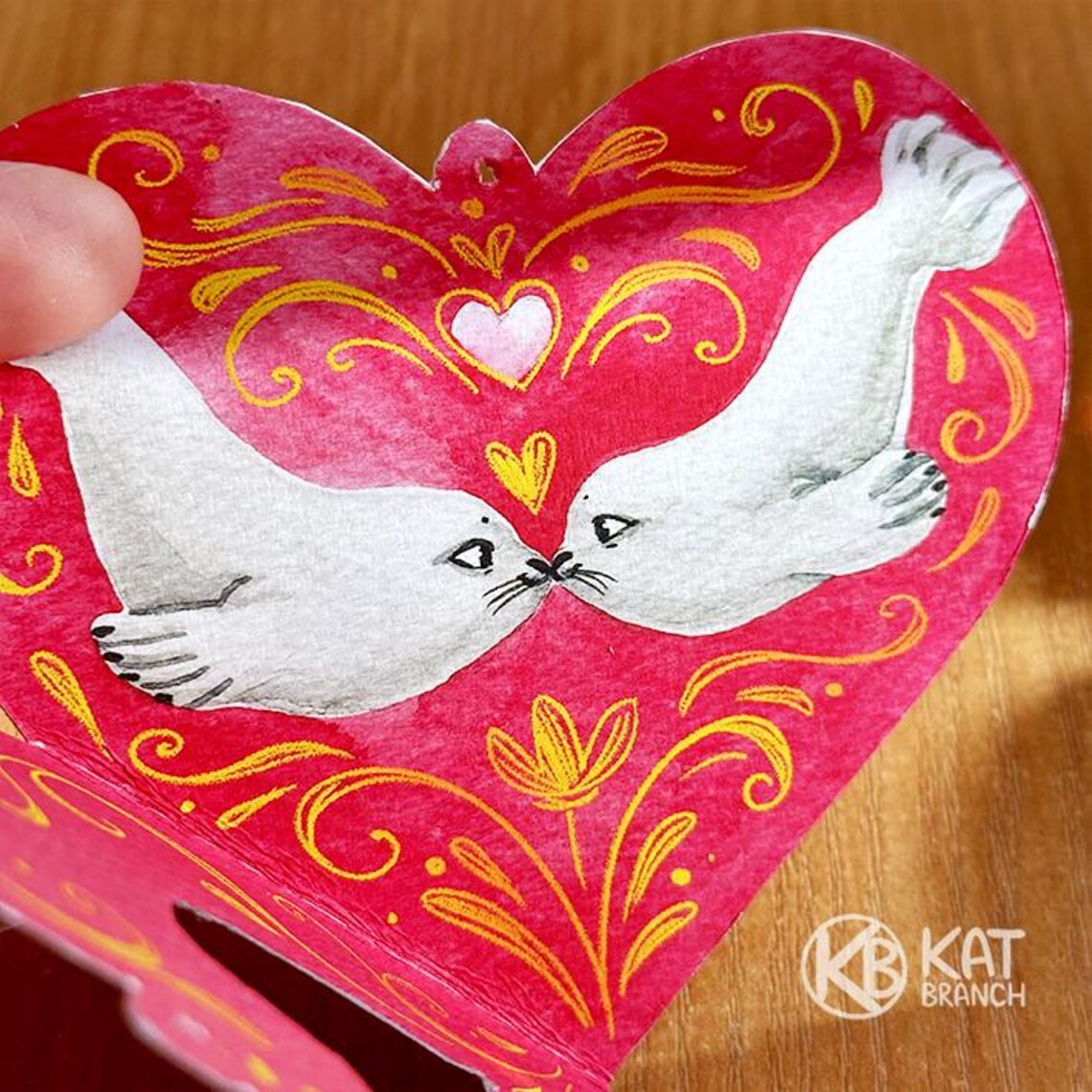 Seals in Heart Valentines Card: DIY Printable Valentines Postcard (PDF ...