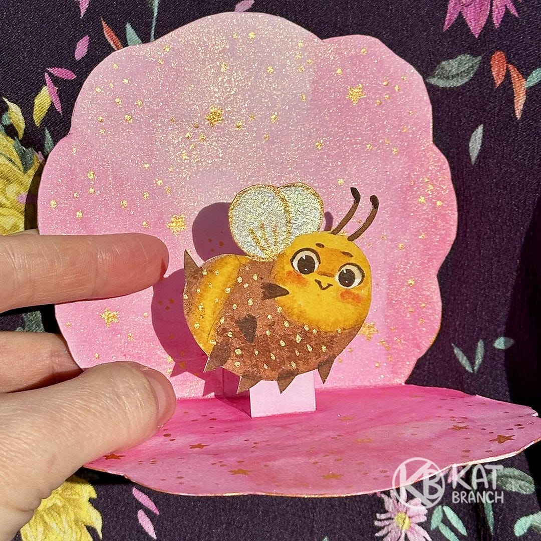 Handmade Bee Popup Card: Watercolor Mother's Day Card (4.3x3.9 In) - Etsy