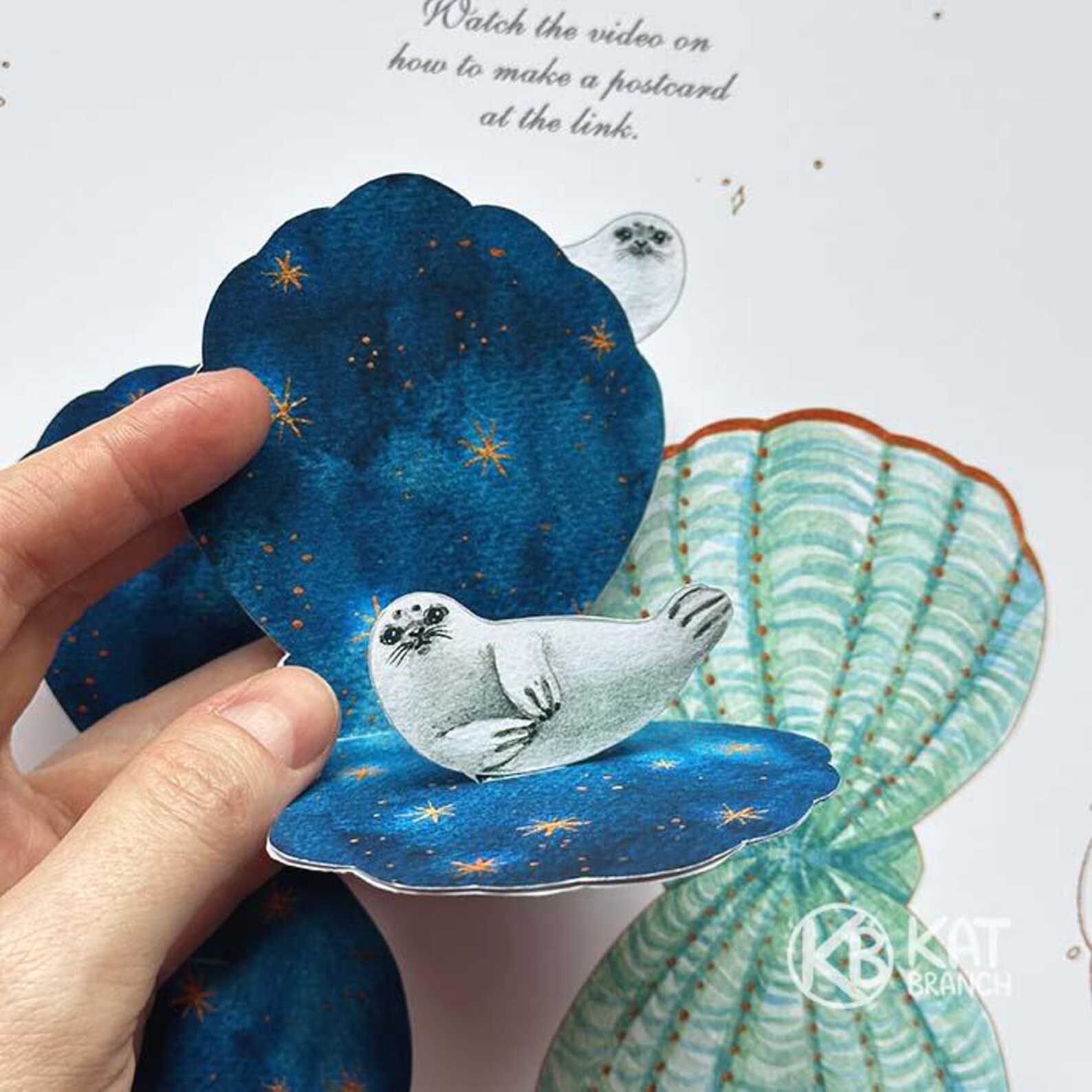 Seal in Seashell Popup Card: DIY Printable Birthday Card (PDF) - Etsy