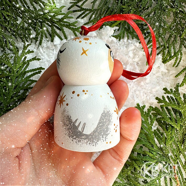 Small Wooden Peg Doll Selkie-seal. Wooden Christmas Tree - Etsy