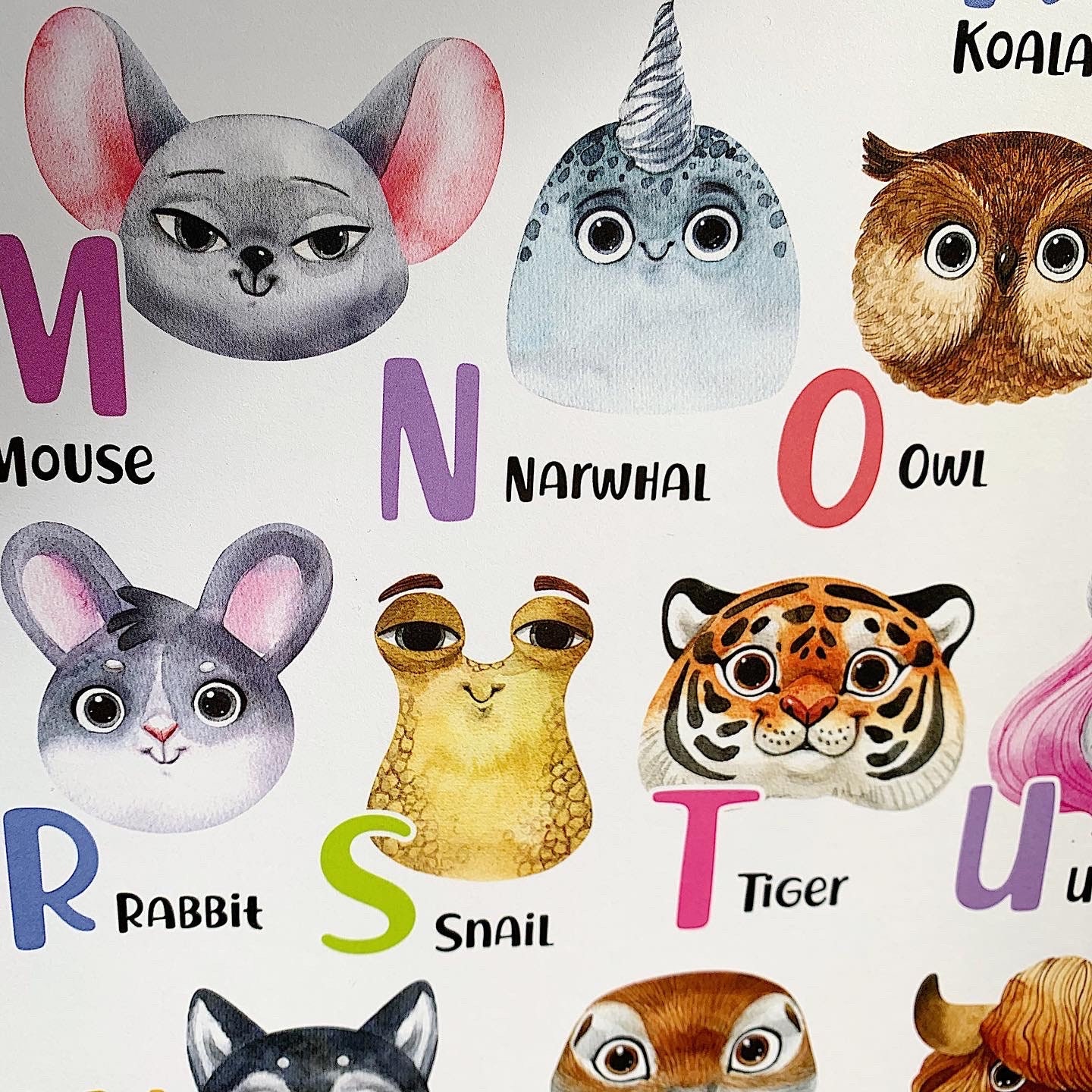 Watercolor Animal Alphabet Poster: Kids Playroom Wall Art (digital ...