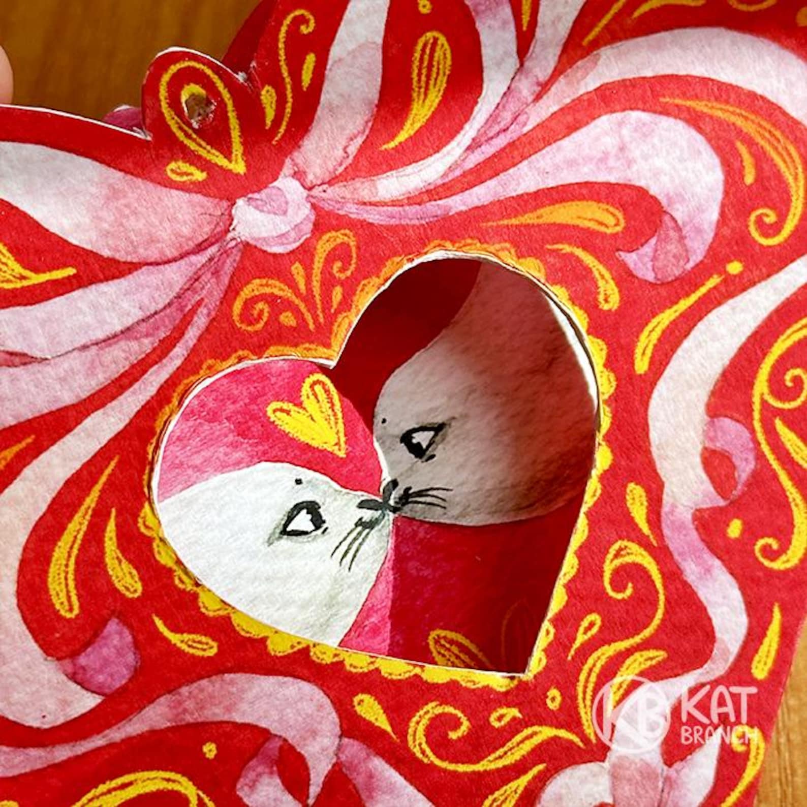 Seals in Heart Valentines Card: DIY Printable Valentines Postcard (PDF ...