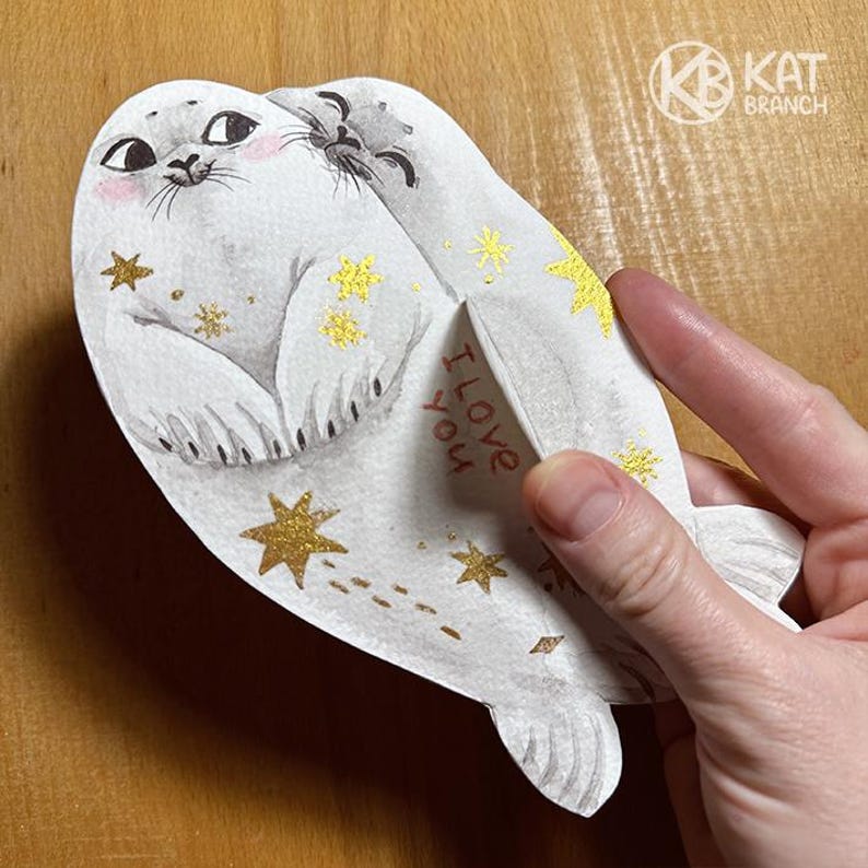 Valentine's Card With Seals. Postcard DIY Printable Card (PDF) - Etsy