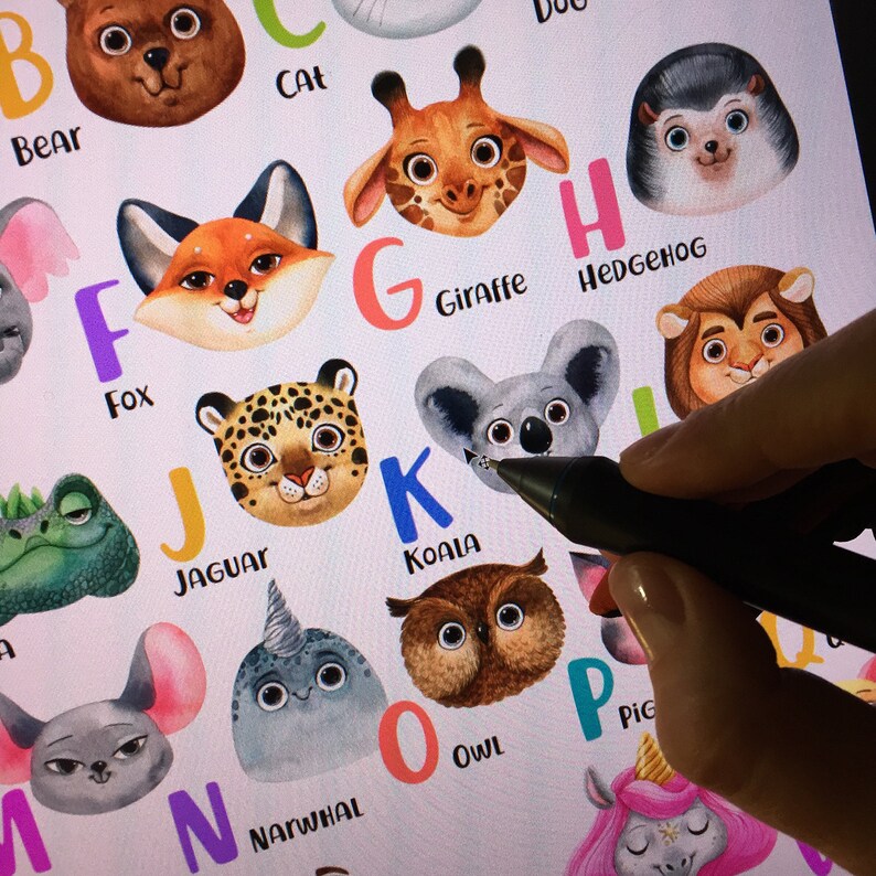 Watercolor Animal Alphabet Poster: Kids Playroom Wall Art (digital ...