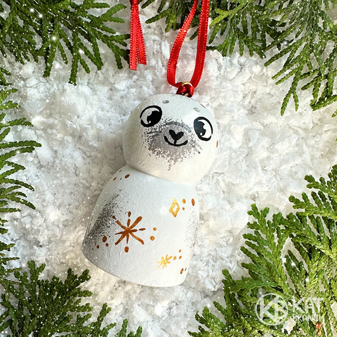 Small Wooden Peg Doll Selkie-seal. Wooden Christmas Tree - Etsy