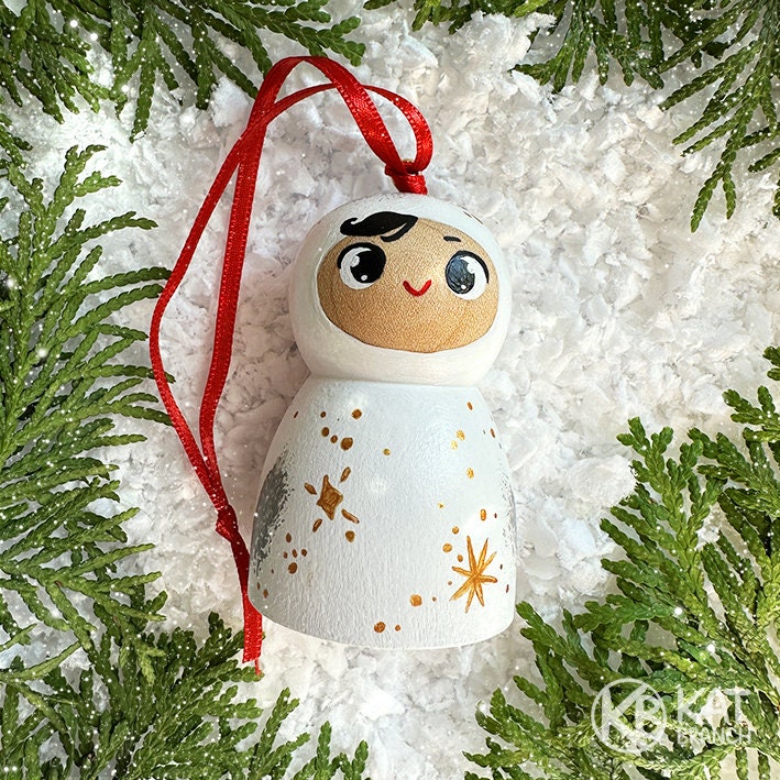 Small Wooden Peg Doll Selkie-seal. Wooden Christmas Tree - Etsy