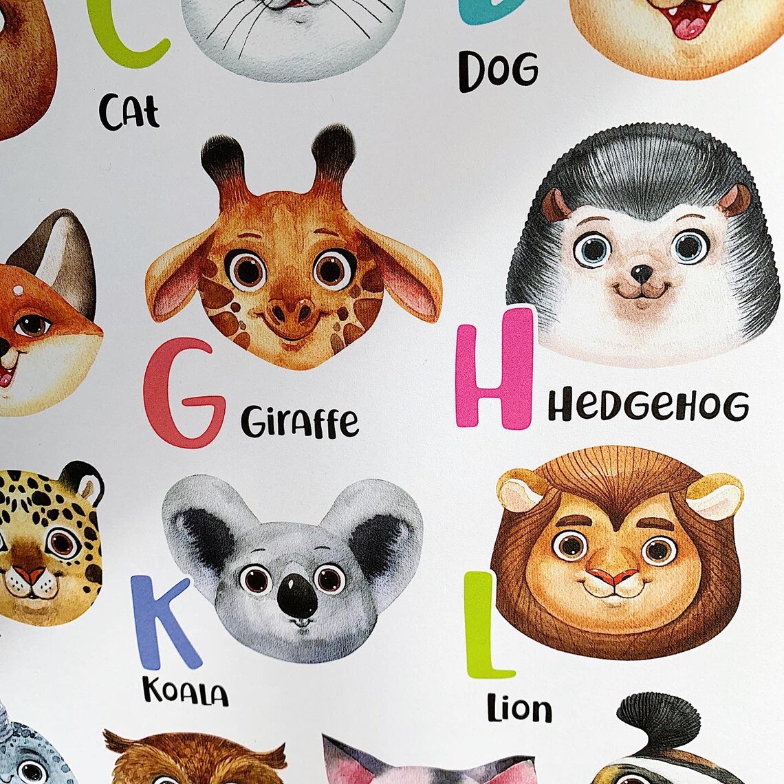 Watercolor Animal Alphabet Poster: Kids Playroom Wall Art (digital ...