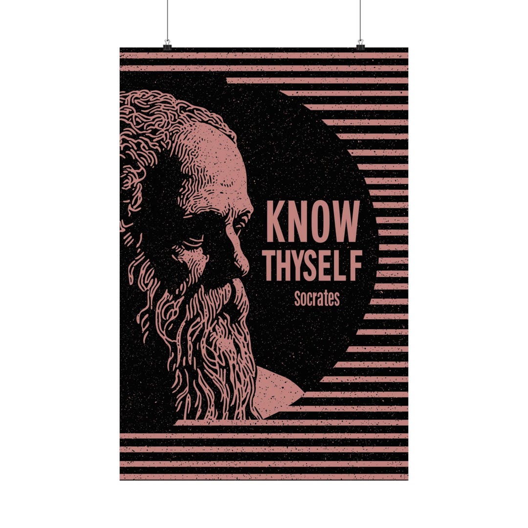 Pink Know Thyself Socrates Matte Vertical Poster, Vintage Philosophy ...
