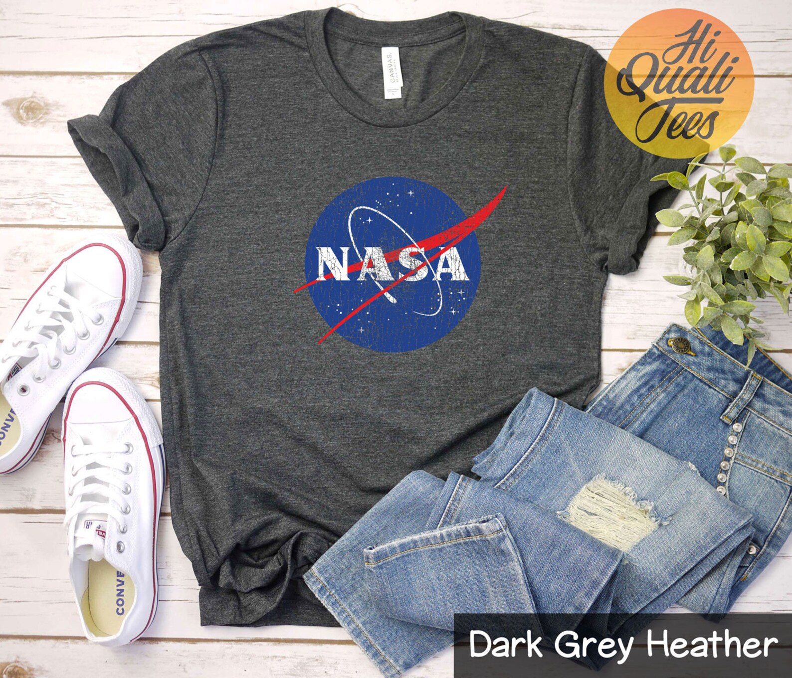 Nasa Shirt Distressed Nasa Logo Graphic Tee Vintage Look Tshirt Black ...