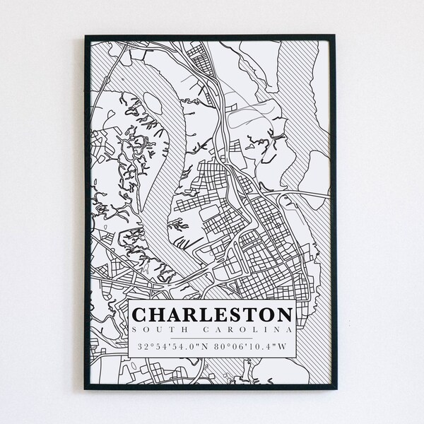 Printable Map of Charleston - Etsy