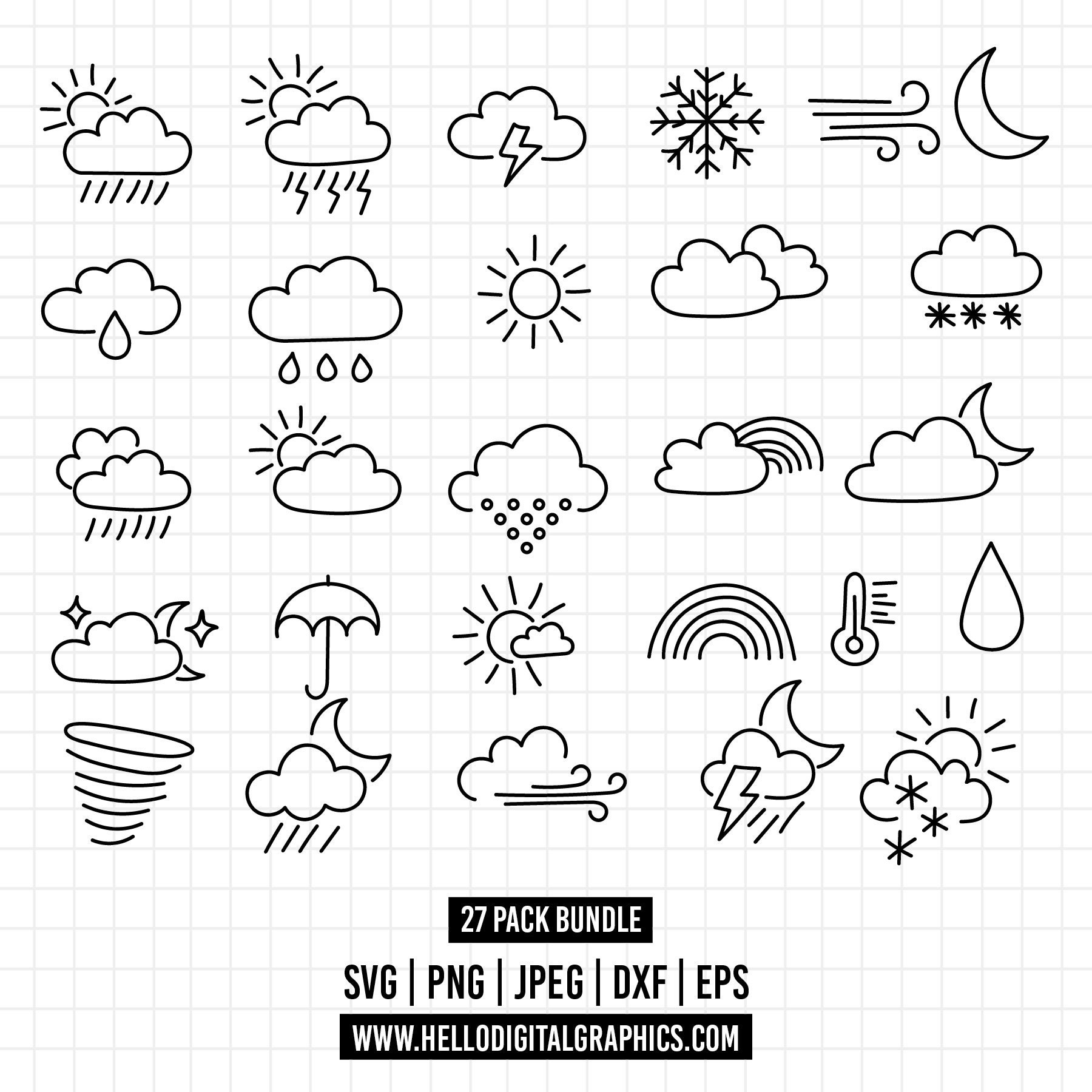 1279 Weather SVG, Weather DXF, Weather PNG, Weather Clipart, Weather ...
