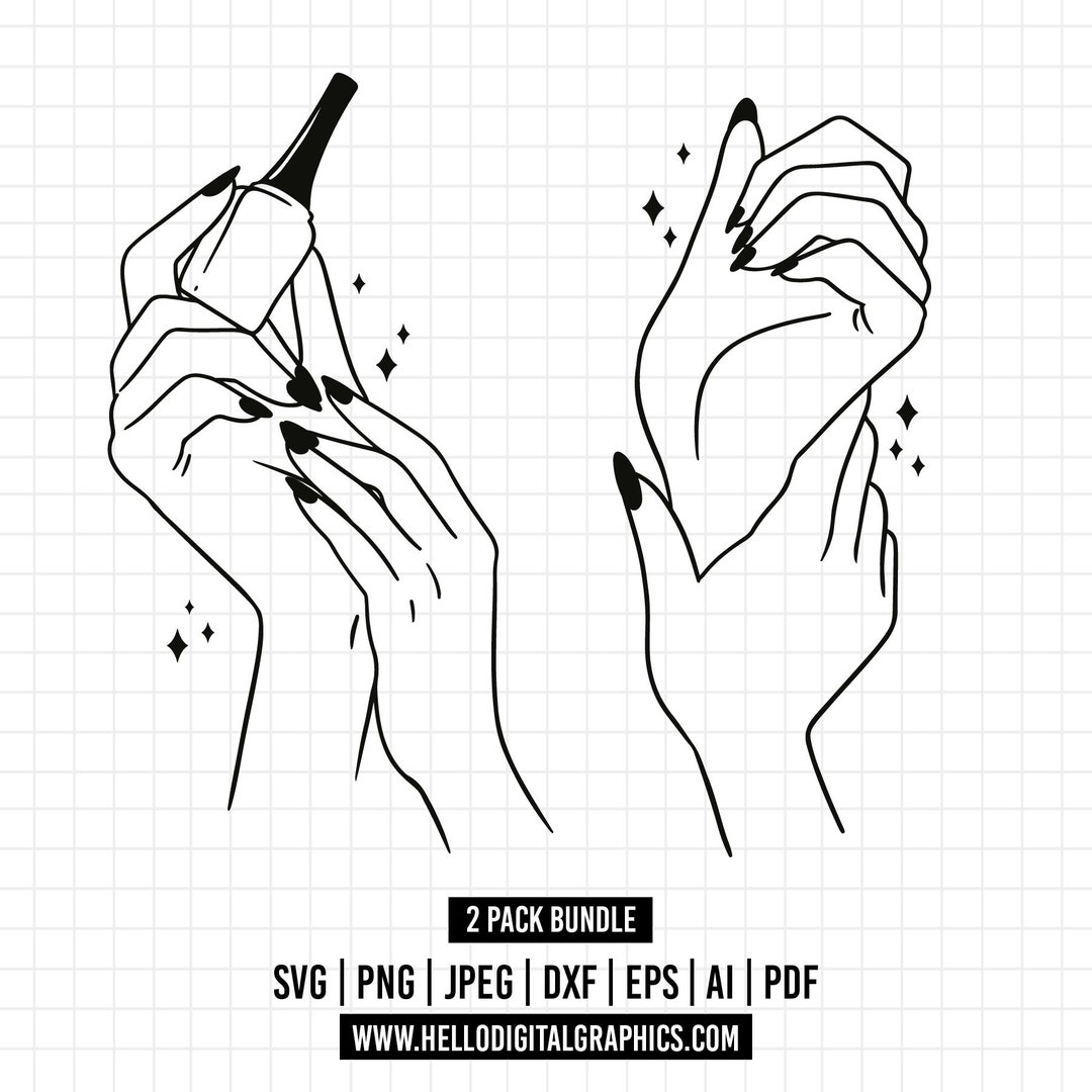 1288 - Nail Art SVG Bundle, Girl Hand Svg, Nail Art Cut File, Nail Tech ...