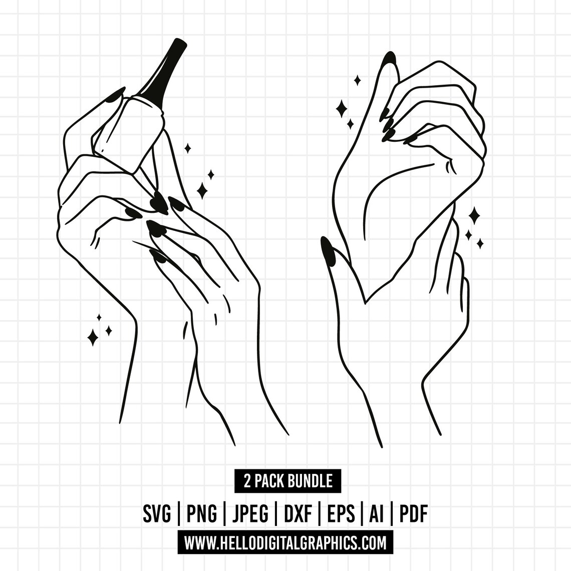 1288 - Nail Art SVG Bundle, Girl Hand Svg, Nail Art Cut File, Nail Tech ...