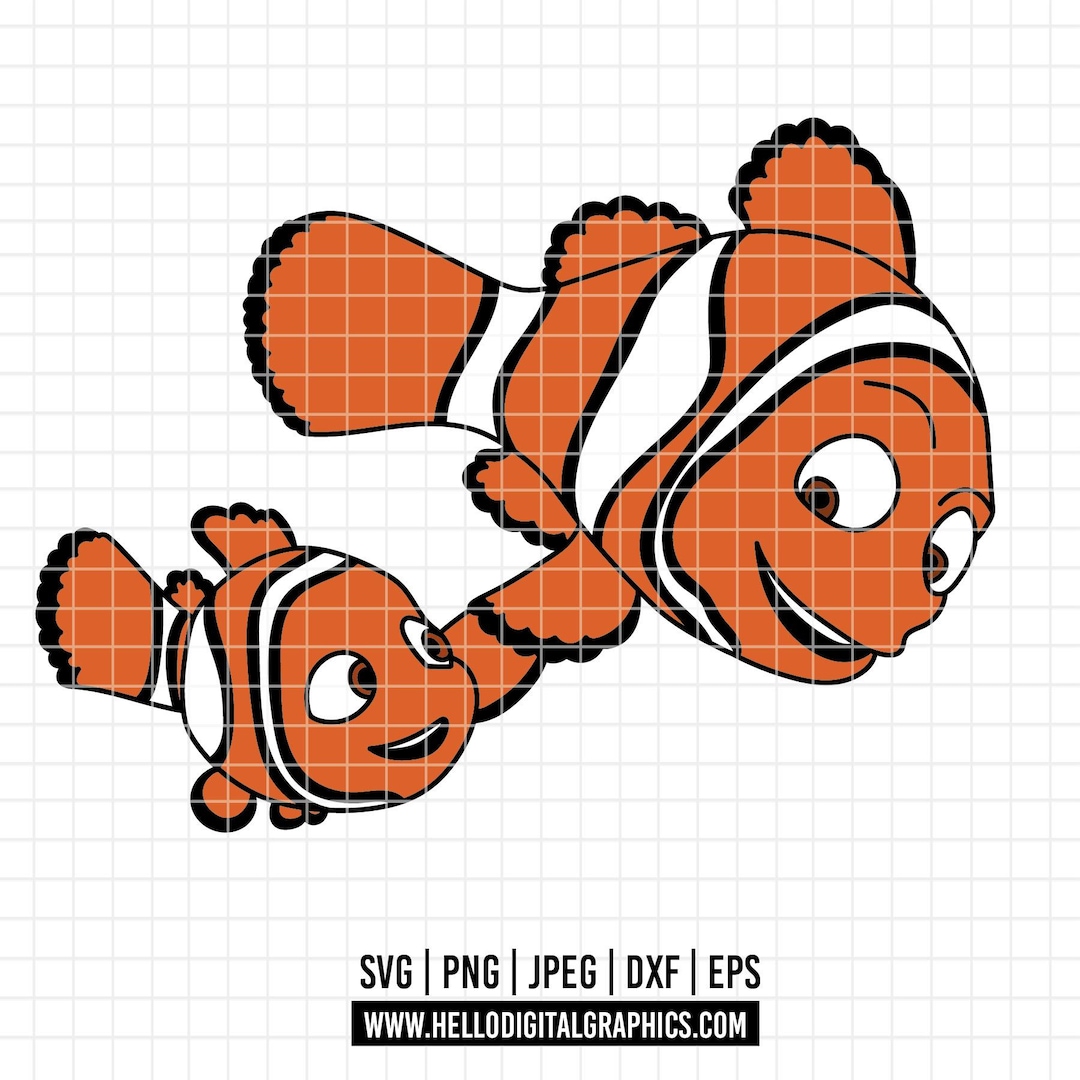 3732 - Nemo and His Dad Dtf Full Color Svg, Eps, Png, Dxf, Jpeg. Disney ...