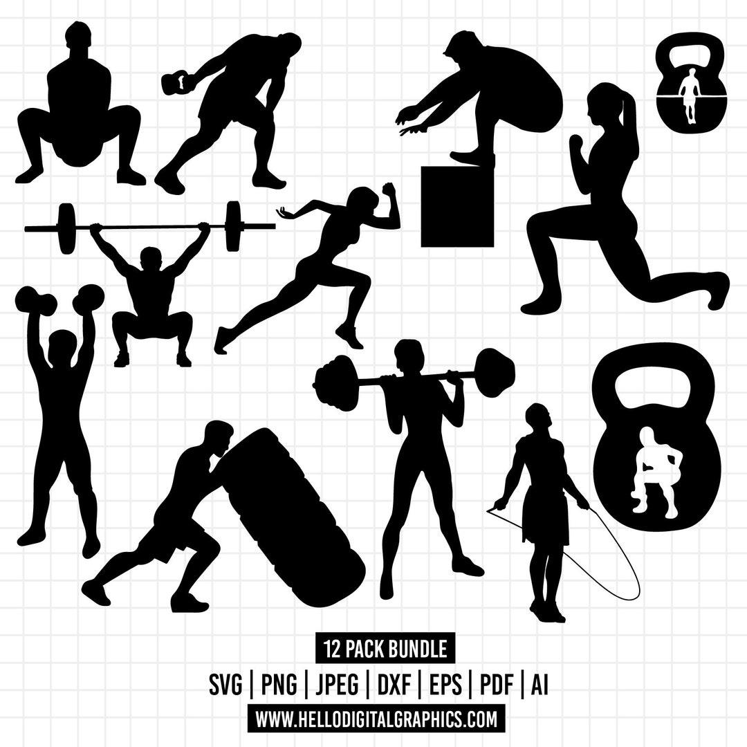 1354 - Crossfit Svg Files, Crossfit Clipart Silhouette, Weightlifting ...