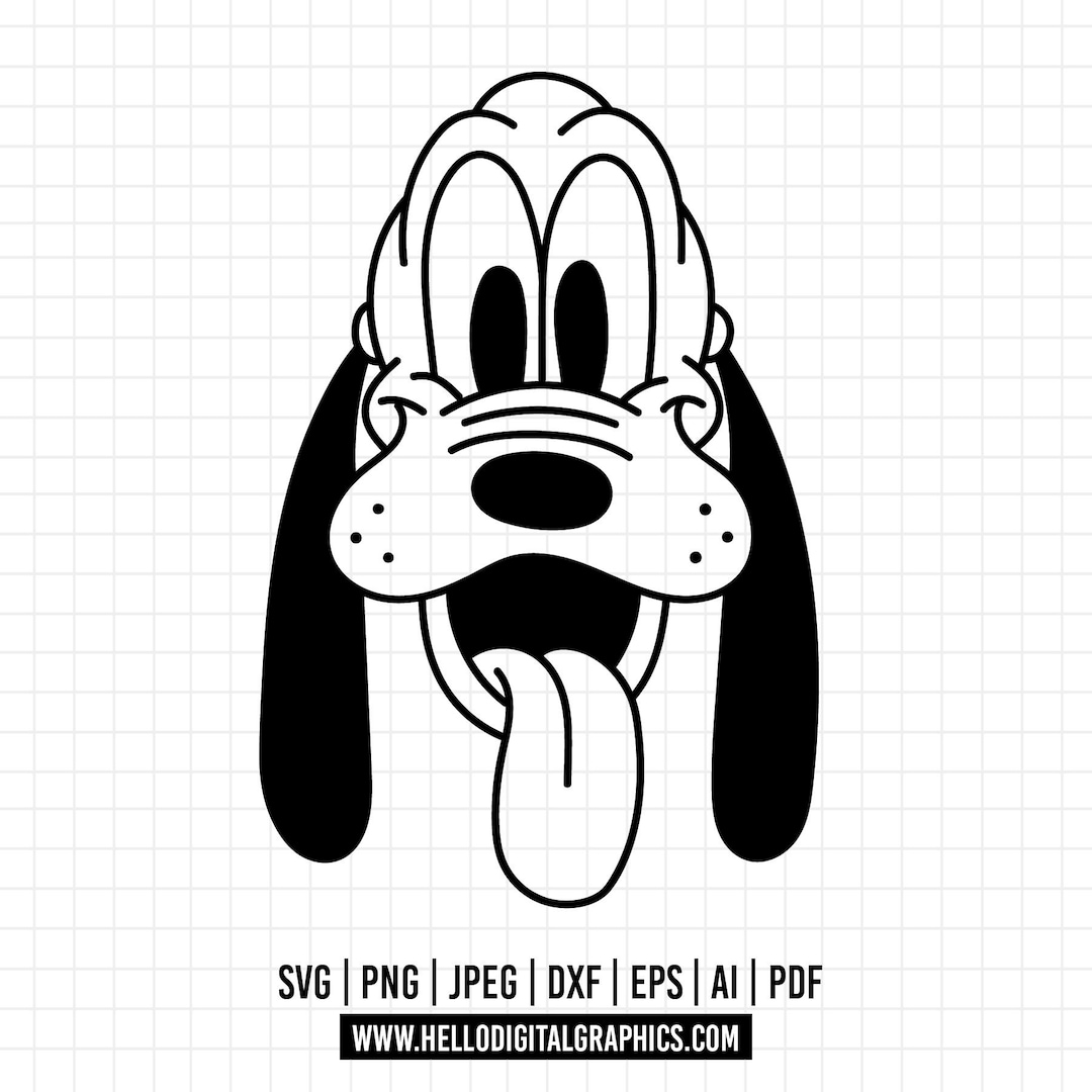 1020 - Pluto Face SVG, PNG, EPS- Pluto, the Magical Puppy Clipart ...