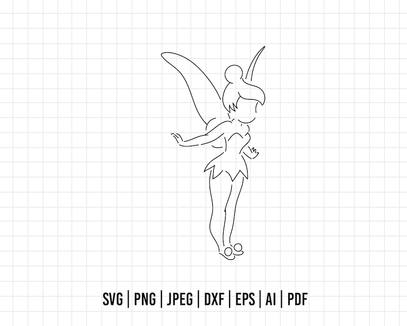 383 Tinker Bell Silhouette SVG, EPS, PNG Tinker Bell Doodle Clipart ...