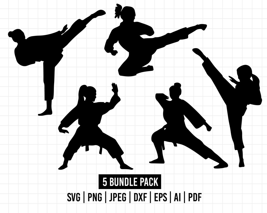 498 - Karate Figures Pack Bundle SVG, EPS, PNG - Martial Arts Woman ...