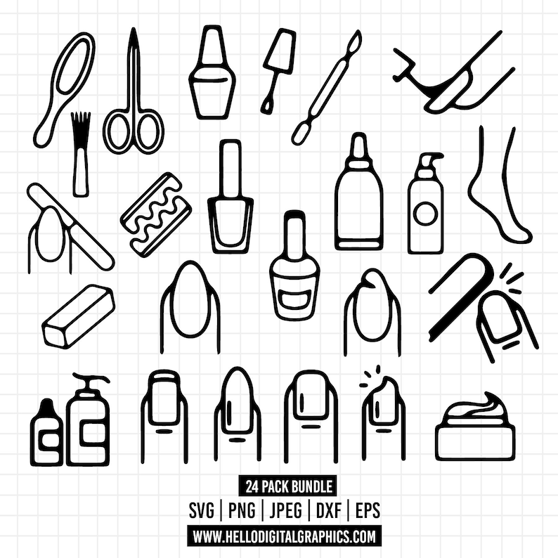1320 - Nail Art SVG Pack Bundle, Girl Hand Svg, Nail Art Cut File, Nail ...