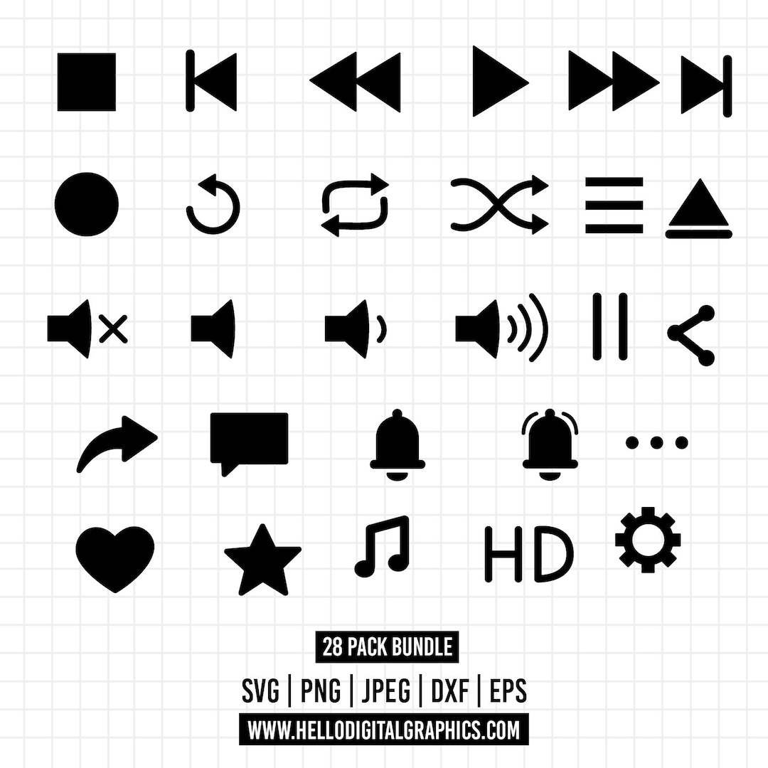 1287 - Music Icons Svg, Volume Button SVG, Play Buttons Svg, Music ...