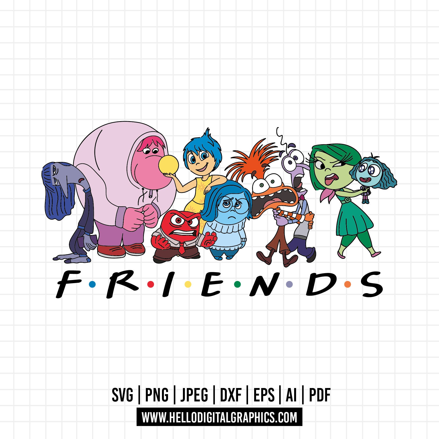 1530 - Inside Out Friends SVG, EPS, PNG - All the Emotions Inside Out 2 ...