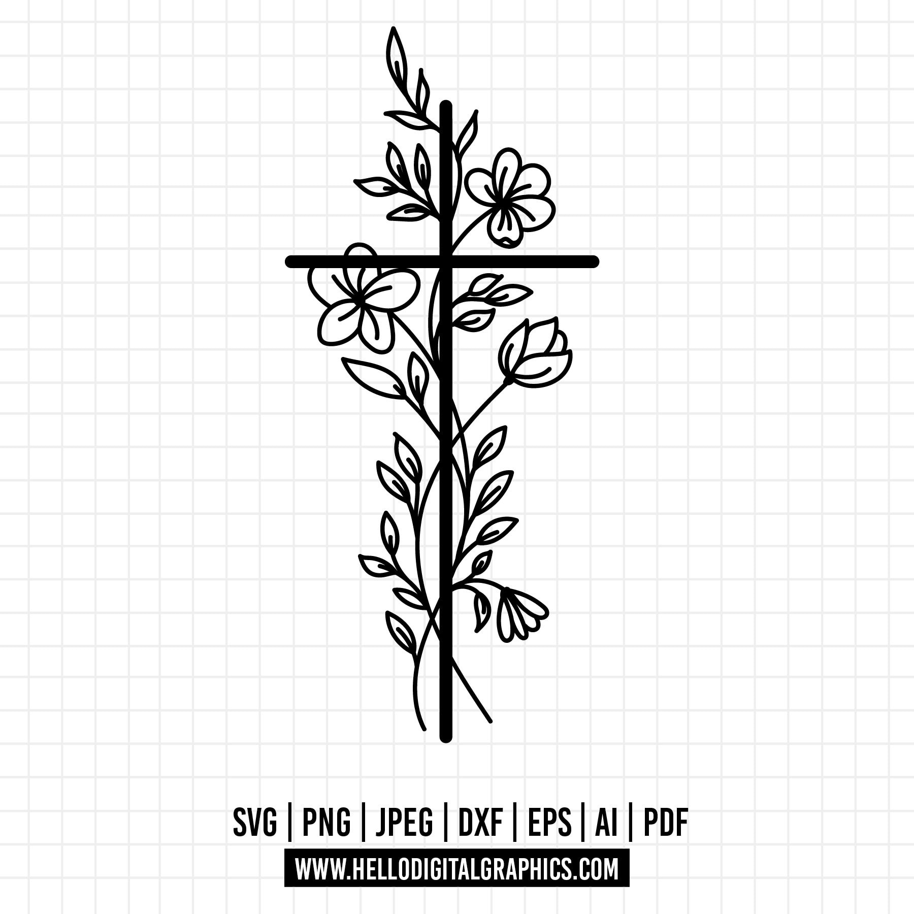 1254 Floral Cross SVG, Cross SVG, Easter SVG, Religious, Cross Download ...