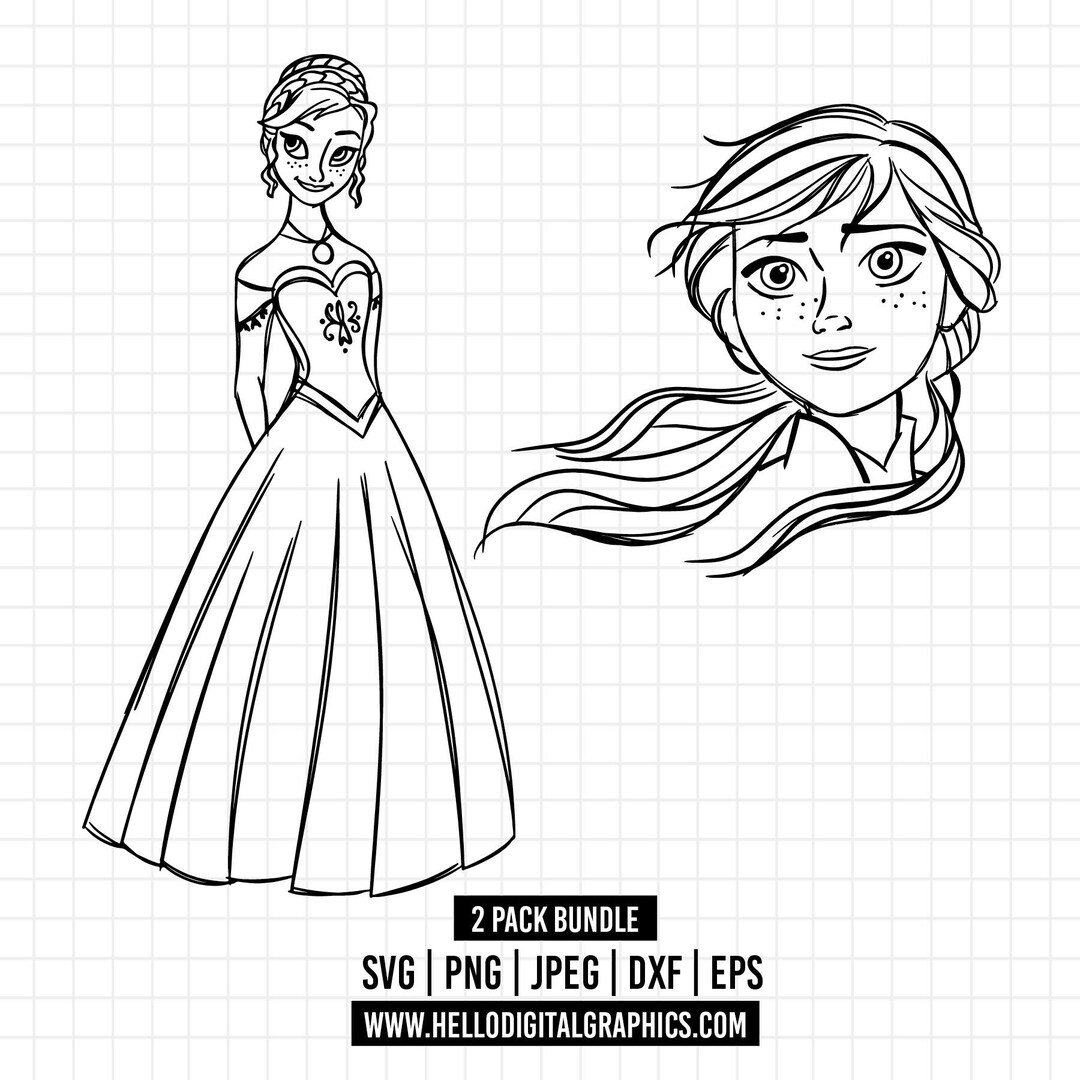 1683 - Disneyy Princess Anna Sketch Pack Bundle SVG, EPS, PNG ...