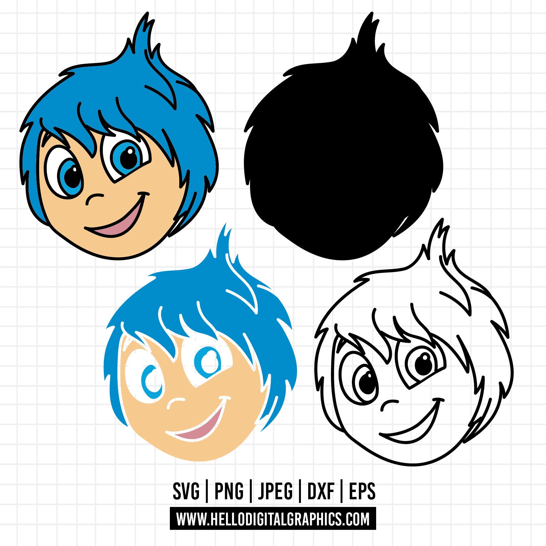 1486 Joy Face Inside Out 2 SVG, EPS, PNG Emotions Inside Out 2 New ...