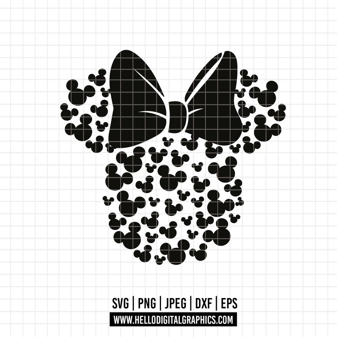 240 - Minnie Head SVG, EPS, PNG - Minnie Silhouette Clipart Vector ...