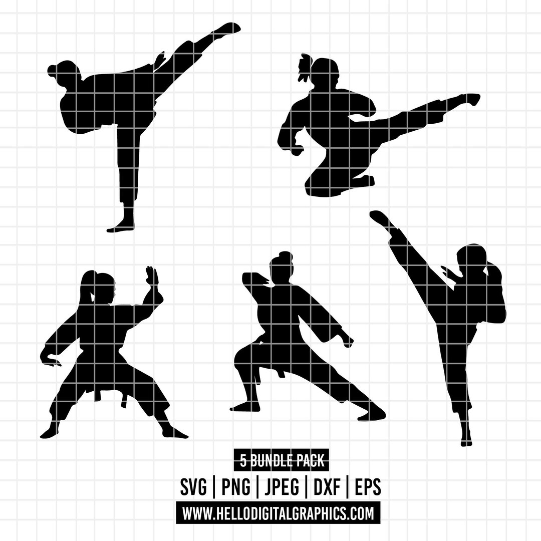 498 - Karate Figures Pack Bundle SVG, EPS, PNG - Martial Arts Woman ...