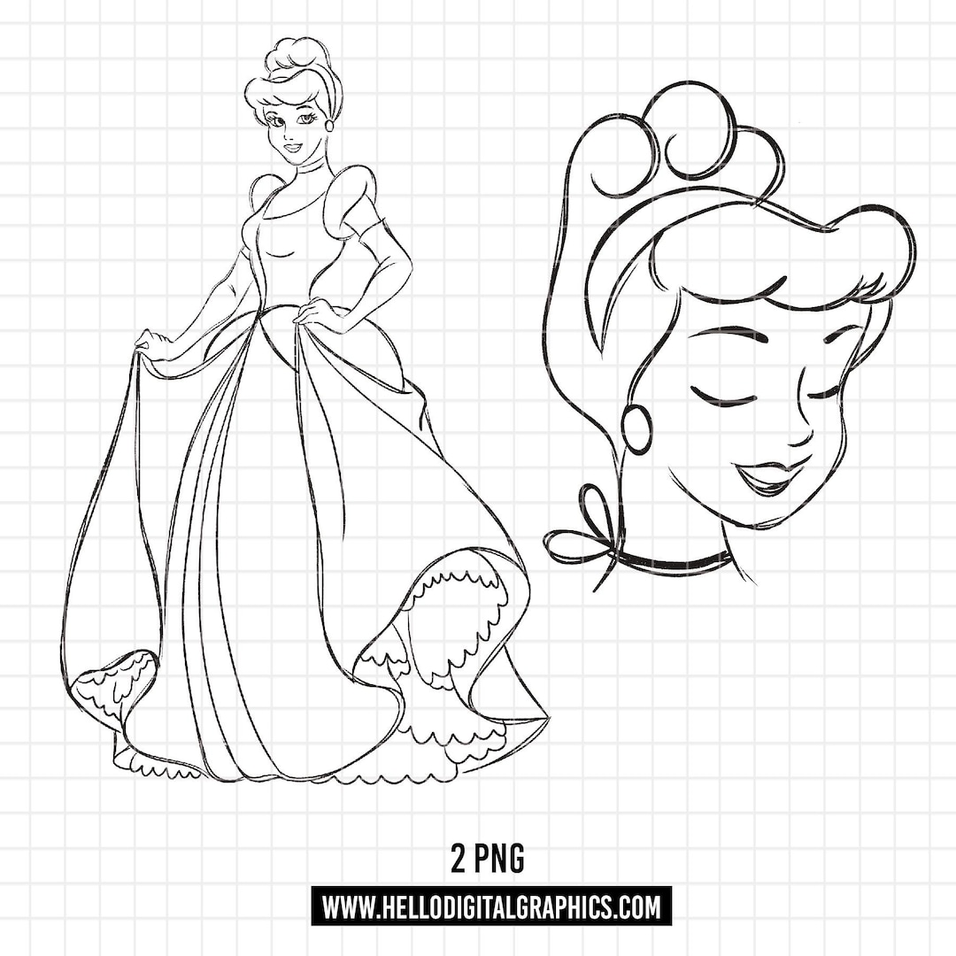 1694 - Disneyy Princess Cinderella Sketch Pack Bundle PNG - Cinderella ...