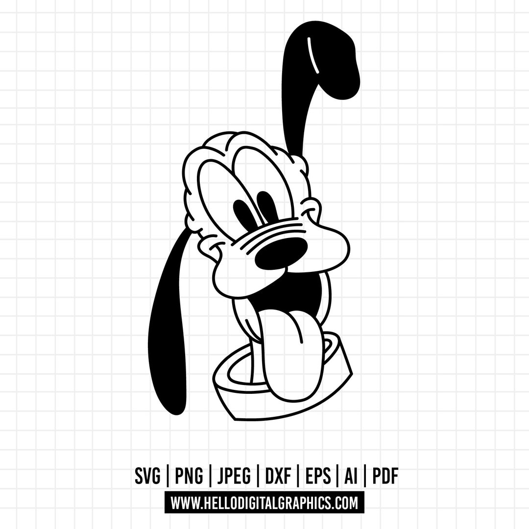 1015 - Classic Pluto SVG, PNG, Eps - Pluto and His Happy Face Clipart ...