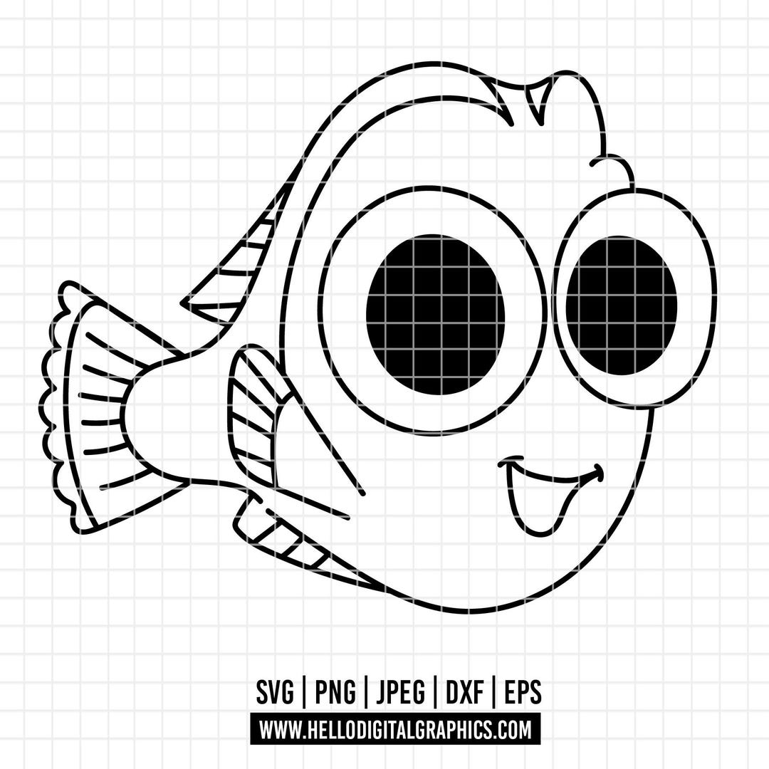 3735 - Dory to Finding Nemo Line Art Svg, Eps, Png, Dxf, Jpeg. Disney ...