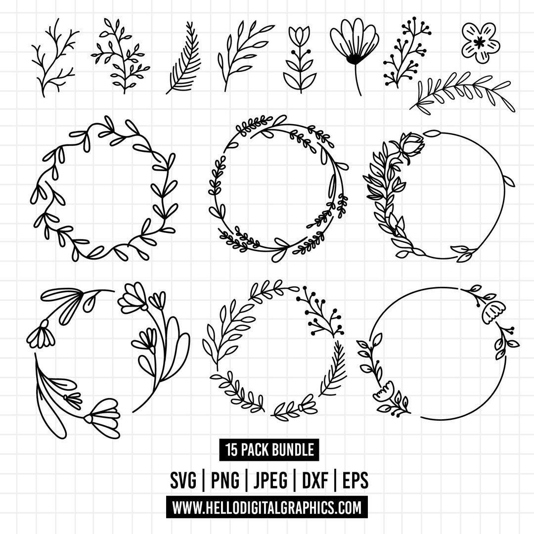 1314 - Wreath SVG Pack Bundle/ Circle Svg Bundle/floral Wreath Svg ...