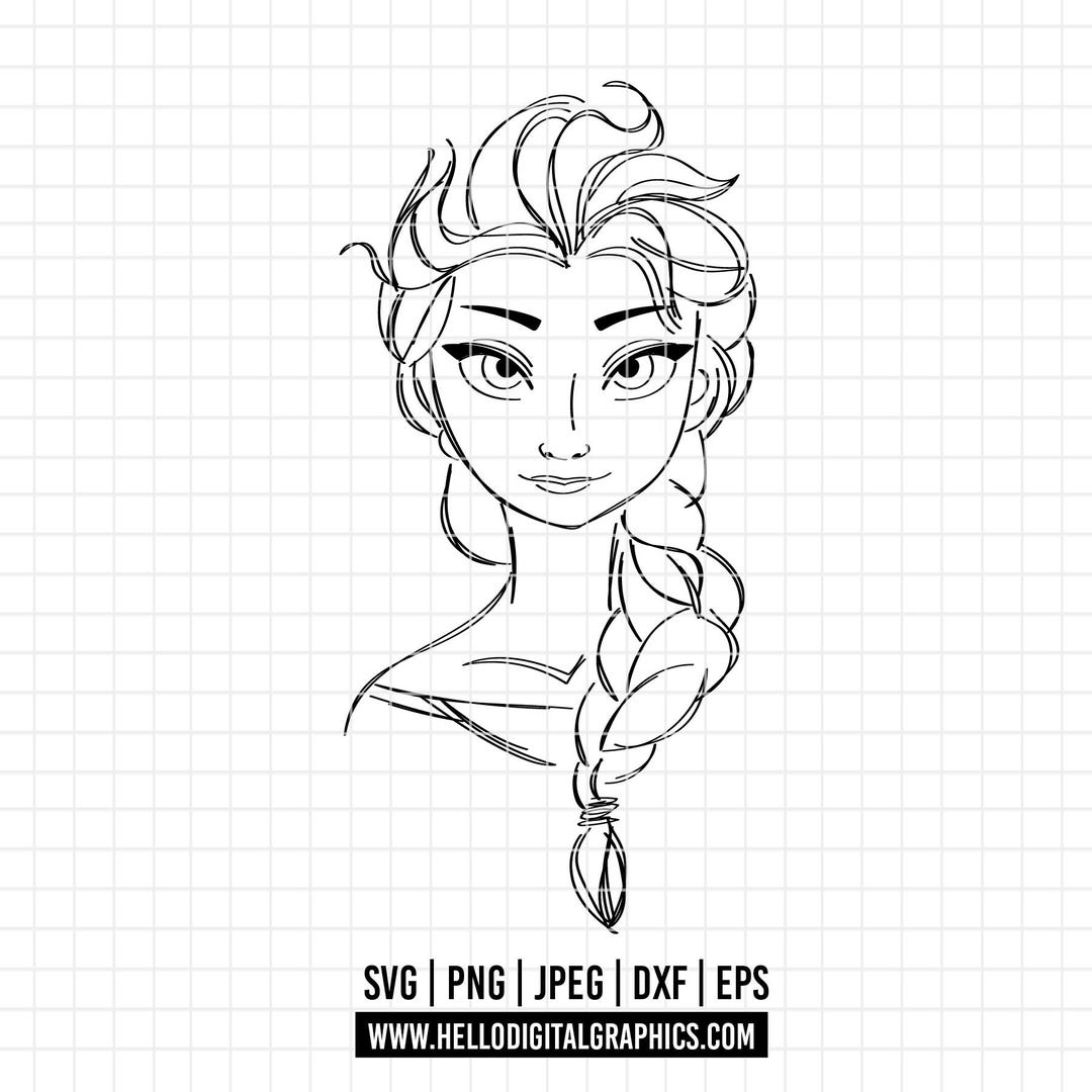 650 - Princess Elsa, Frozen SVG, EPS, PNG - Disneyy Elsa Sketch Clipart ...