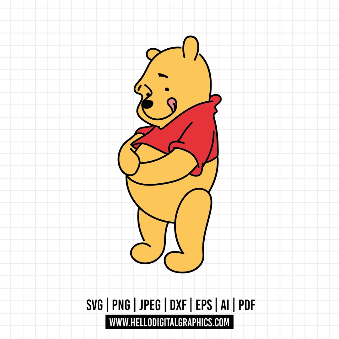 1134 - Winnie the Pooh Full Tummy Dtf Full Color Svg, Eps, Jpeg, Dxf ...