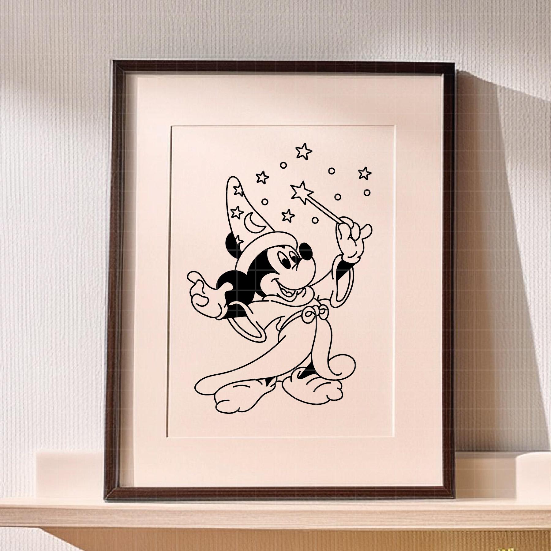 3930 - Mickeyy Fantasy Sorcerer Line Art Svg, Png, Eps, Jpeg, Dxf ...