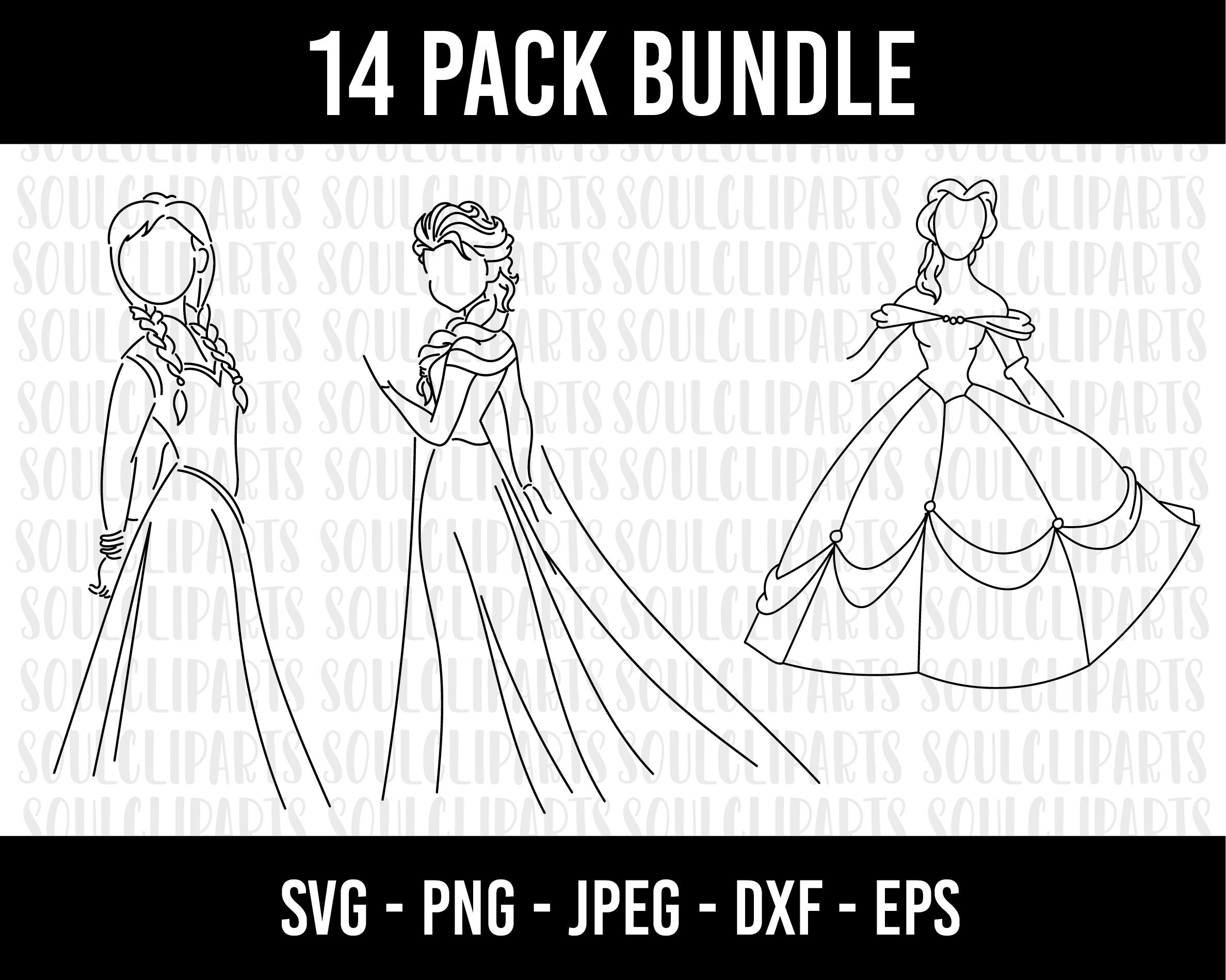COD999 Princess Outline Svg Bundle, Snow White SVG, Princess SVG ...