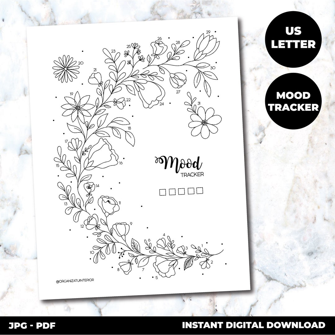 COD53 Botanical Mood Tracker, Printable Botanical Mood Tracker, Flowers ...