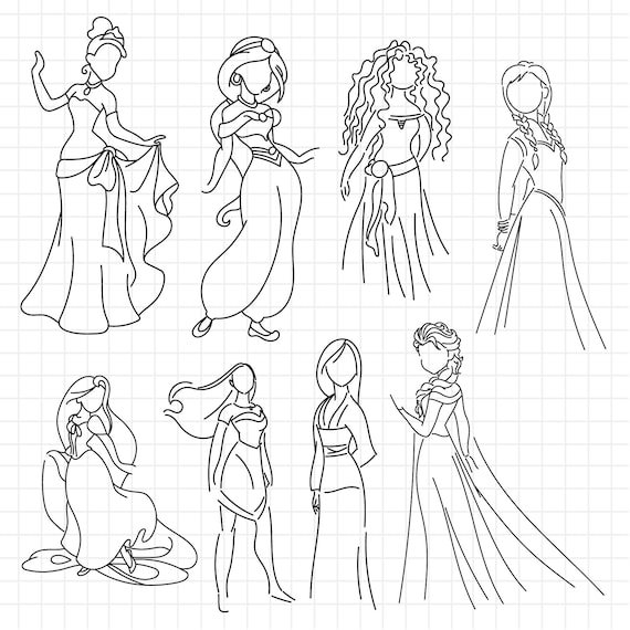 Disney Princess Outline Drawing