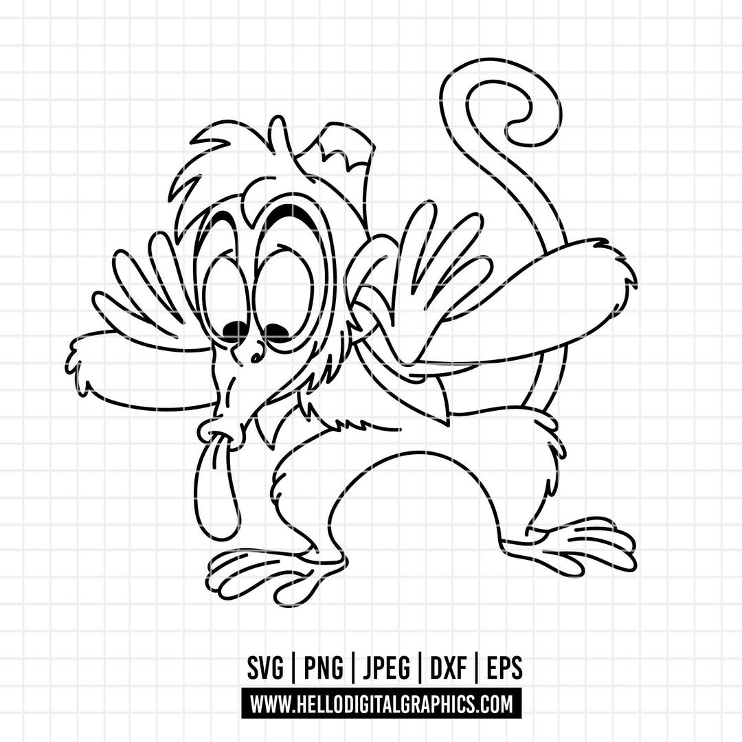3797 - Abu to Aladdin Line Art Svg, Eps, Jpeg, Dxf, Png. Disneyy ...