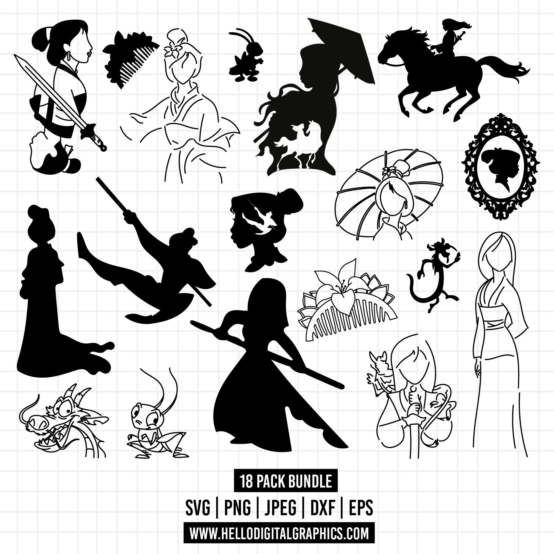 1371 Mulan Svg Bundle, Mulan Svg, Mulan Clipart Cut Files for Cricut ...