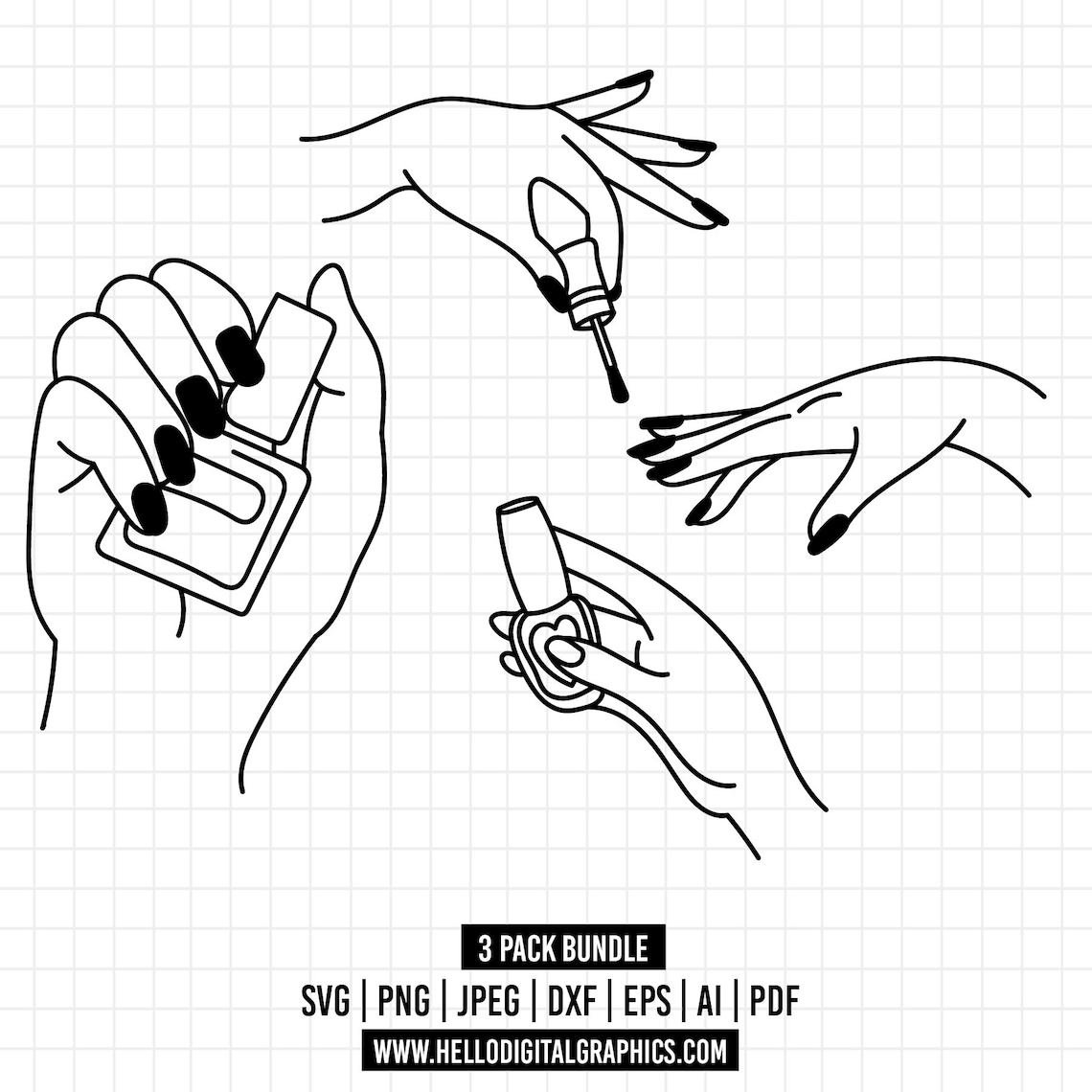 1347 Nail Art SVG Bundle, Girl Hand Svg, Nail Art Cut File, Nail Tech ...