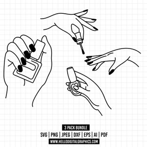 1347 - Nail Art SVG Bundle, Girl Hand Svg, Nail Art Cut File, Nail Tech ...