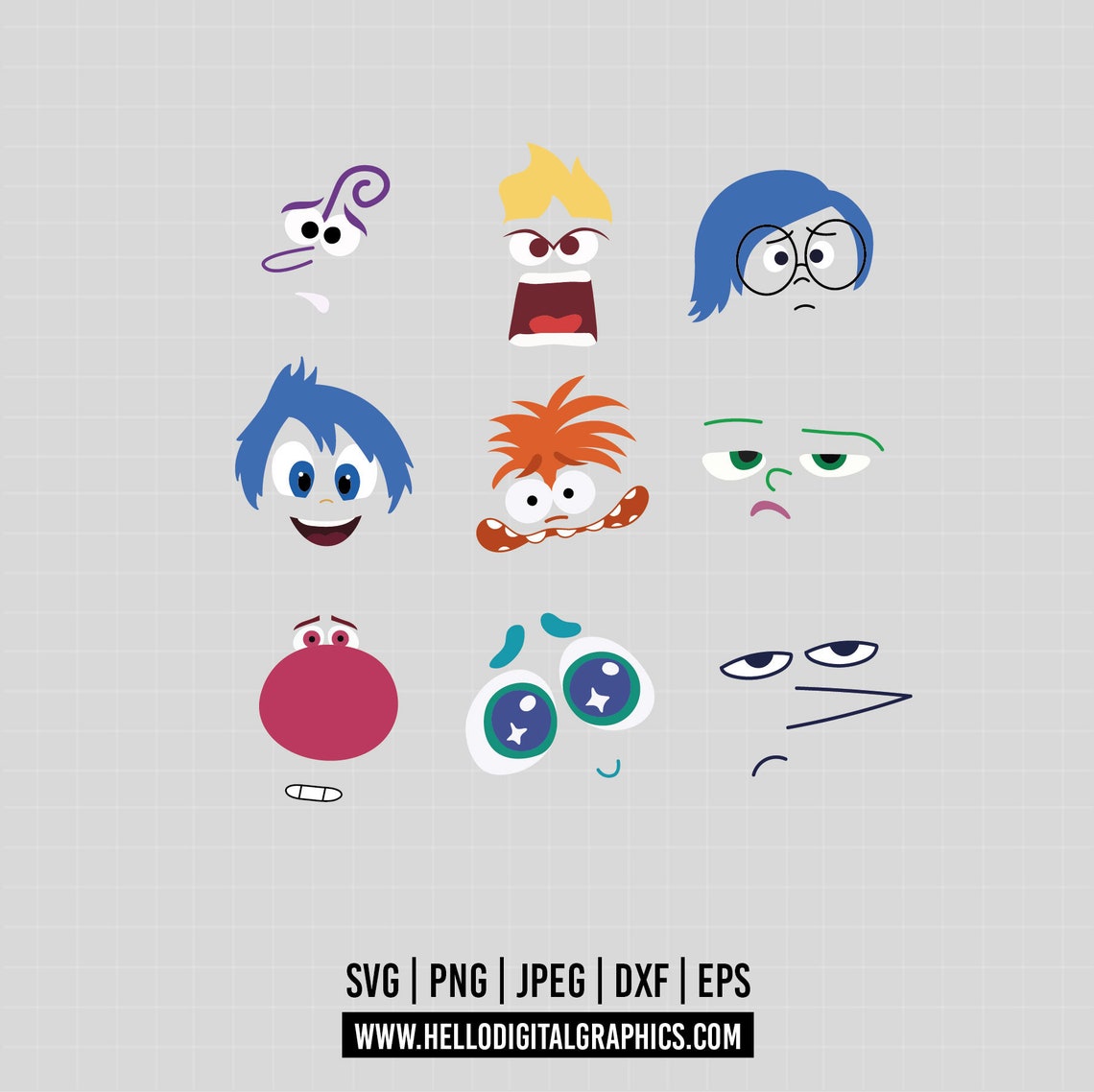 1468 - Inside Out 2 Pack Bundle Dtf SVG, EPS, PNG - Emotions Anxiety ...